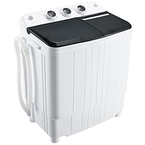 Portable Washing Machine Compact Washer and Dryer 13lbs Twin Tub Washing Machine and Dryer (Black)