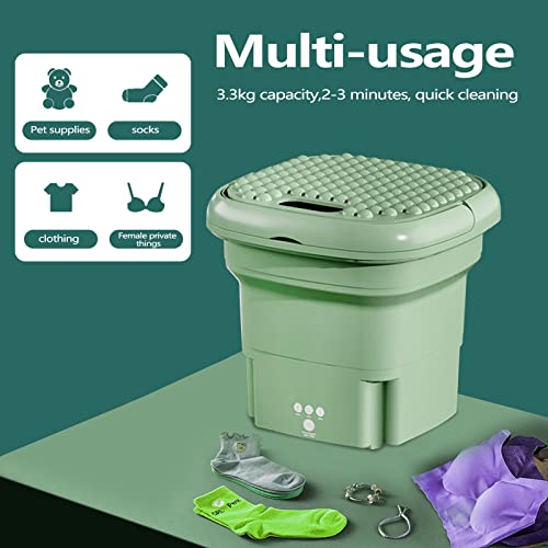 Foldable Mini Small Portable Washer,Portable Washer,and Dryer for Apartment Dorms,Camping,Travel,Gifts for Friends or Family (Green)