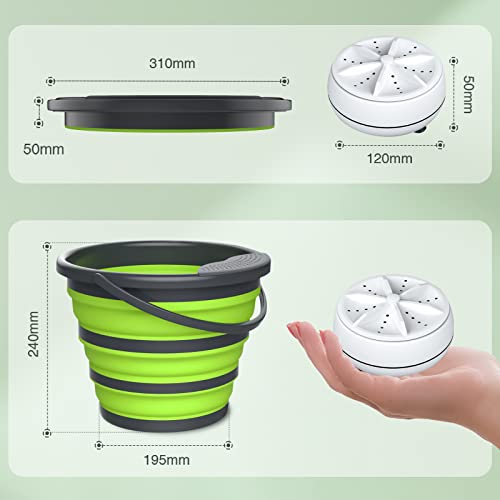 Portable Washing Machine, Mini Machine Ultrasonic Turbine Wash Bucket Collapsible, Automatic Washer for Underwear, Sock, Baby Clothes, Travel, Camping, RV, Dorm, Apartment