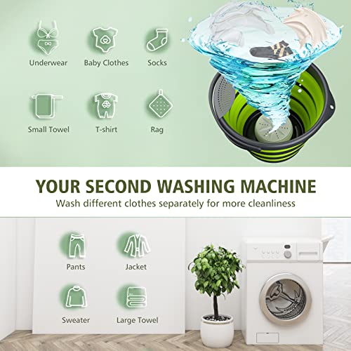 Portable Washing Machine, Mini Machine Ultrasonic Turbine Wash Bucket Collapsible, Automatic Washer for Underwear, Sock, Baby Clothes, Travel, Camping, RV, Dorm, Apartment