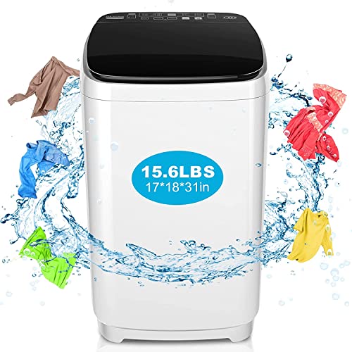 Portable Washing Machine Nictemaw 15.6Lbs Capacity Portable Washer with Drain Pump, 1.7Cu.ft Full-Automatic Compact Washer with 10 Programs 8 Water Level Selections/LED Display Ideal for Home/Apartment/RV/Dorms