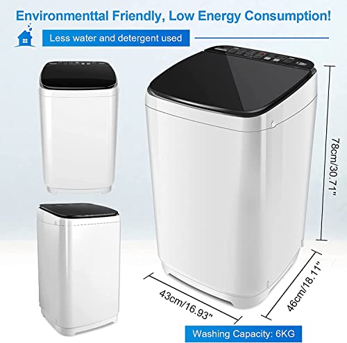 Portable Washing Machine Nictemaw 15.6Lbs Capacity Portable Washer with Drain Pump, 1.7Cu.ft Full-Automatic Compact Washer with 10 Programs 8 Water Level Selections/LED Display Ideal for Home/Apartment/RV/Dorms