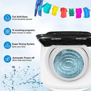 Portable Washing Machine Nictemaw 15.6Lbs Capacity Portable Washer with Drain Pump, 1.7Cu.ft Full-Automatic Compact Washer with 10 Programs 8 Water Level Selections/LED Display Ideal for Home/Apartment/RV/Dorms