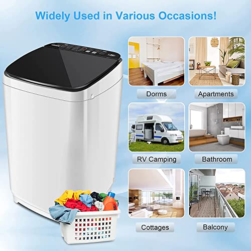 Portable Washing Machine Nictemaw 15.6Lbs Capacity Portable Washer with Drain Pump, 1.7Cu.ft Full-Automatic Compact Washer with 10 Programs 8 Water Level Selections/LED Display Ideal for Home/Apartment/RV/Dorms