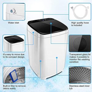 Portable Washing Machine Nictemaw 15.6Lbs Capacity Portable Washer with Drain Pump, 1.7Cu.ft Full-Automatic Compact Washer with 10 Programs 8 Water Level Selections/LED Display Ideal for Home/Apartment/RV/Dorms