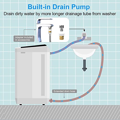 Portable Washing Machine Nictemaw 15.6Lbs Capacity Portable Washer with Drain Pump, 1.7Cu.ft Full-Automatic Compact Washer with 10 Programs 8 Water Level Selections/LED Display Ideal for Home/Apartment/RV/Dorms