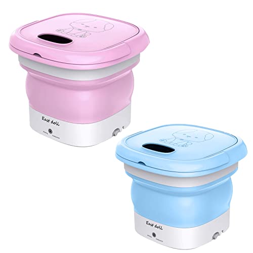 Two Portable Washing Machines - Foldable Mini Small Washer for Washing Baby Clothes, Underwear or Small Items, Suitable for For Apartment, Laundry, Camping, RV, Travel