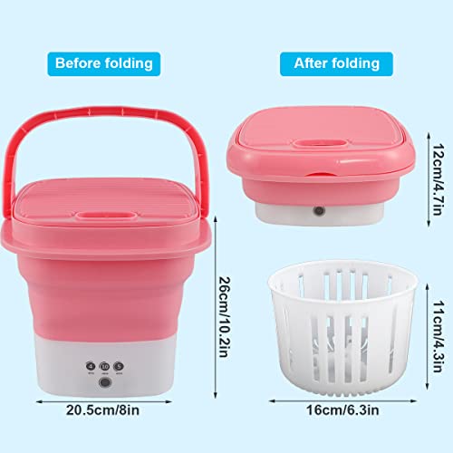 A2B Mini Portable Washing Machine Foldable Small Laundry Machine with Drain Basket Lightweight Washer Touch Screen and Timer Reusable Washing Machine for Baby Clothes Underwear Socks A2B