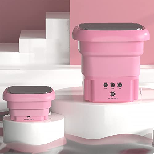 Mini Washing Machine, Lightweight Portable Laundry Bucket for Travel (Pink)