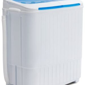 TABU 16.5Ibs Portable Washing Machine, Compact Washer Machine, Mini Washing Machine, Twin Tub Washer and Spiner, Ideal for Dorms, Apartments, RVs, Camping etc (White & Blue)