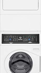 Speed Queen SF7003WG 27" Gas Stacked Washer and Dryer with Stainless Steel Tub, Balance Technology, Control Lock, Moisture Sensor, in White