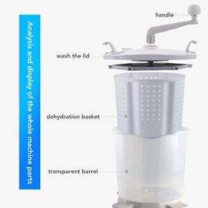 Washing Maching, Hand Crank Washing Machine Manual Washer with Detachable Wash Basket Portable Washing Maching 1200rpm Rotating Speed & Fast Dehydration Easily Washer for Dormitory Apartment Camping