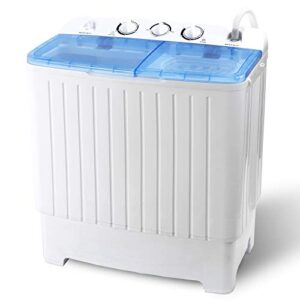 nouva 17.6lbs portable washing machine, mini compact 2 in 1 twin tub washer and spin dryer with timer control for apartments, rvs, camping, dorms