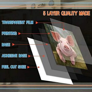 Oil Painting of Animal Cute Pig Dishwasher Door Cover Removable Vinyl Panel Decal Magnetic Refrigerator Stickers 23" W x 26" H