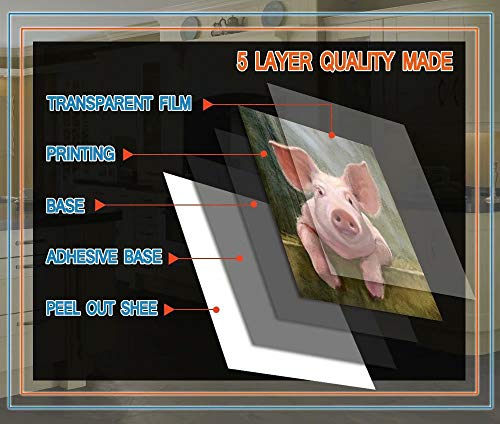 Oil Painting of Animal Cute Pig Dishwasher Door Cover Removable Vinyl Panel Decal Magnetic Refrigerator Stickers 23" W x 26" H