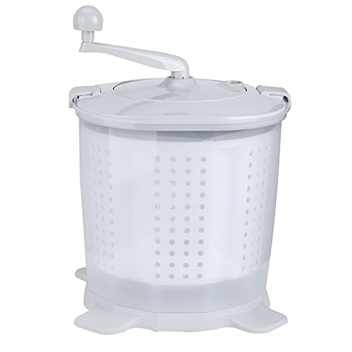 Kudoo Mini Portable Washing Machine, Hand Cranked Clothes Washer, Manual Operation Non Electric Laundry Washer Underwear Washer with a Detachable Dehydration Basket for Home Dormitory Gray