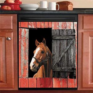 clear pattern animal horse dishwasher door cover vinyl panel decal magnetic refrigerator stickers kitchen decor 23″ w x 26″ h