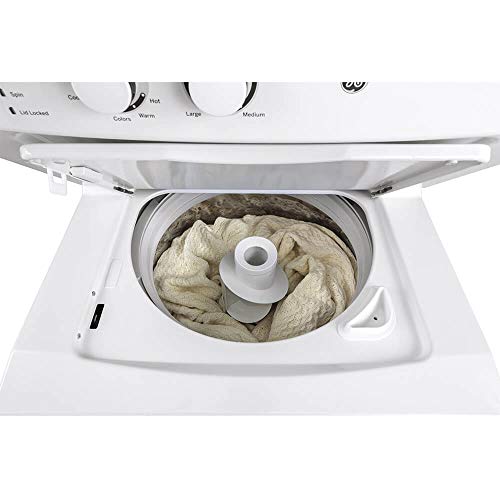 GE GUV27ESSMWW Unitized Spacemaker 3.8 Washer with Stainless Steel Basket and 5.9 Cu. Ft. Capacity Long Vent Electric Dryer, White