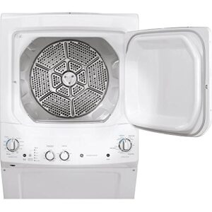 GE GUV27ESSMWW Unitized Spacemaker 3.8 Washer with Stainless Steel Basket and 5.9 Cu. Ft. Capacity Long Vent Electric Dryer, White