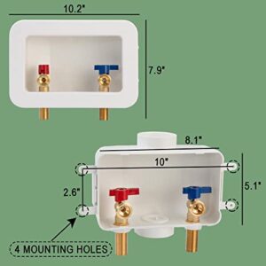 Lingmfg Washing Machine Outlet Box Sweat Thread with 2 inch Central Drain, 1/2 inch Thread, 1/2 inch Copper Sweat, Connection 3/4 inch Washing Machine Hoses