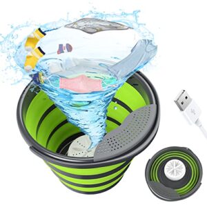 portable washing machine,10l mini washing machine foldable laundry tub, ultrasonic turbine bucket by usb powered, baby clothes washer for home travel apartments dorms socks underwear bra-green