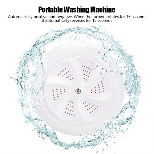 POCREATION Travel Portable Washing Machine, Mini Travel Portable Household Small Washing Machine Ultrasound Turbo Washer Laundry(White)