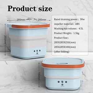 KUKIXO 4.5L Mini Apartment Washing Machine, Portable Washer and Dryer Combo,Blue Ray Sterilization Lavadora Small Foldable Laundry Machine with Drain Basket,for Socks Underwear Bucket Home Washer