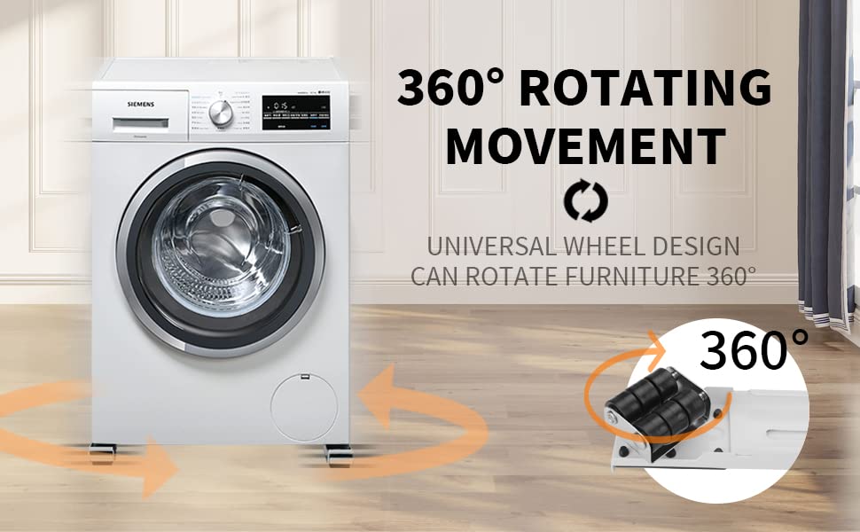 Two Adjustable Mobile Washing Machine Stand Fridge Stand Universal Dolly Stand with Brake, Non-Slip, Suitable for Refrigerator Base, Dryer Base, Washing Machine Base ，Movable Washer Stand (White)