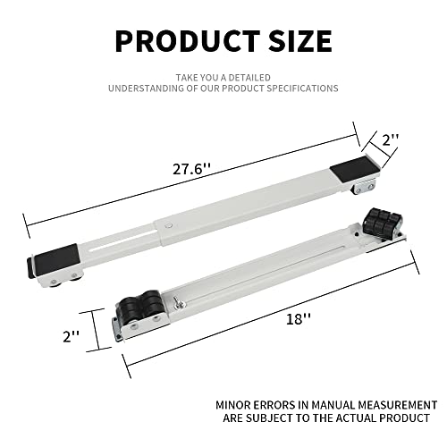 Two Adjustable Mobile Washing Machine Stand Fridge Stand Universal Dolly Stand with Brake, Non-Slip, Suitable for Refrigerator Base, Dryer Base, Washing Machine Base ，Movable Washer Stand (White)