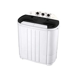 intexca us portable twin tub mini washing machine w/ spin and dryer function, compact design for college dorms, apartment, rv’s. mini laundry barrel washer for baby clothes, underwear, delicates -black