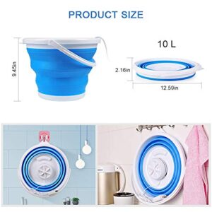 10L Portable Mini Washing Machine, Folding Turbo Washing Compact Ultrasonic Turbine Washer Lightweight Travel Laundry Washer USB Powered Camping Apartments Dorms RV Business Trip Clothes