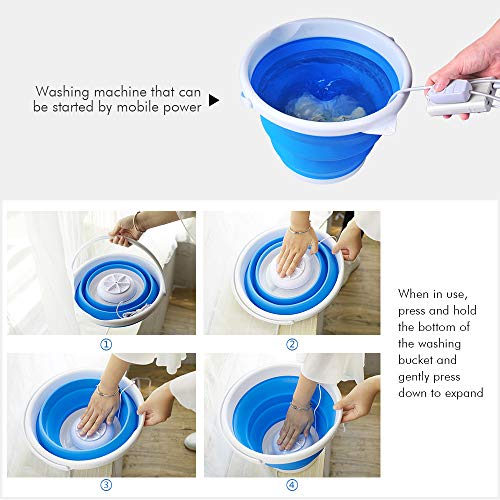 10L Portable Mini Washing Machine, Folding Turbo Washing Compact Ultrasonic Turbine Washer Lightweight Travel Laundry Washer USB Powered Camping Apartments Dorms RV Business Trip Clothes