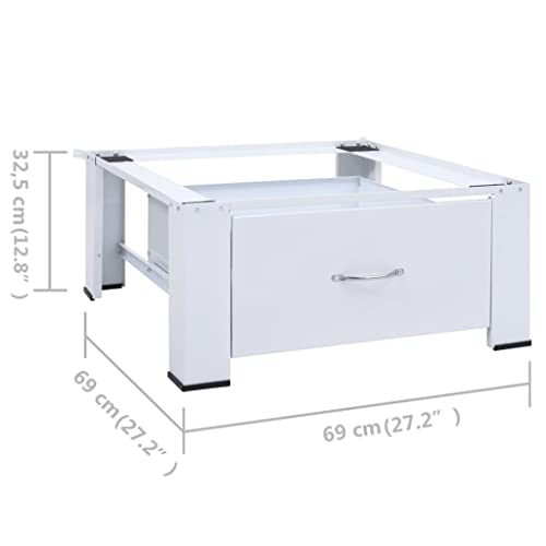 SKM Washing Machine Pedestal with Drawer Pedestals for All Standard Washing and Drying Machines White 27.2" x 27.2" x 12.8" (W x D x H)