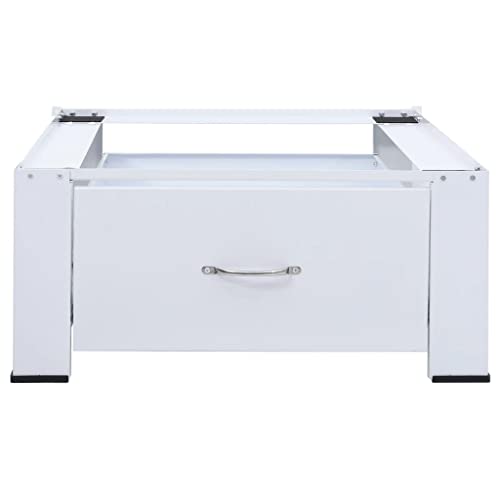 SKM Washing Machine Pedestal with Drawer Pedestals for All Standard Washing and Drying Machines White 27.2" x 27.2" x 12.8" (W x D x H)