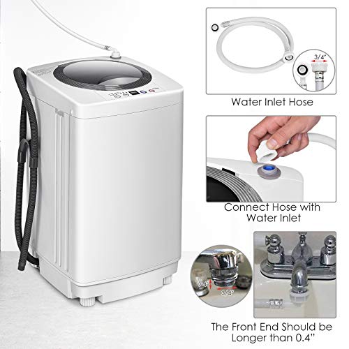 Casart Washing Machine Portable Compact Full-Automatic W/Drain Pump 8 Lbs Cloth Washer and Spinner