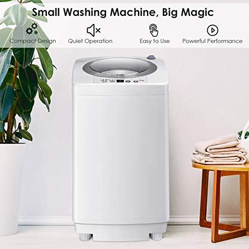 Casart Washing Machine Portable Compact Full-Automatic W/Drain Pump 8 Lbs Cloth Washer and Spinner