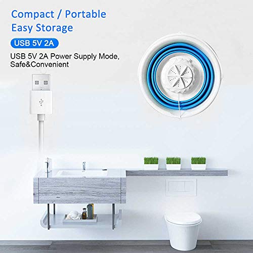 Mini Washing Machine With Foldable Tub Portable Personal Rotating Ultrasonic Turbines Washer USB Convenient Laundry for Travel Home Business Trip