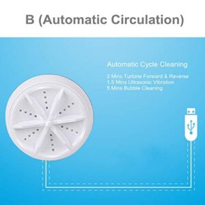 Mini Ultrasonic Washing Machine Portable Turbo Personal Rotating Washer USB Cloth Washer for Travel Business Trip Apartment Little Clothes (Type B 6W ATUO)