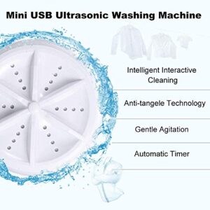 Mini Ultrasonic Washing Machine Portable Turbo Personal Rotating Washer USB Cloth Washer for Travel Business Trip Apartment Little Clothes (Type B 6W ATUO)