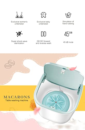 ONENUSYON 3.8L Mini Portable Washing Machine，USB Ultrasonic Turbine Washing Machine Lightweight Washer，For Underwear Baby Clothes Socks ，White/Blue/Pink(Plastic（blue）)