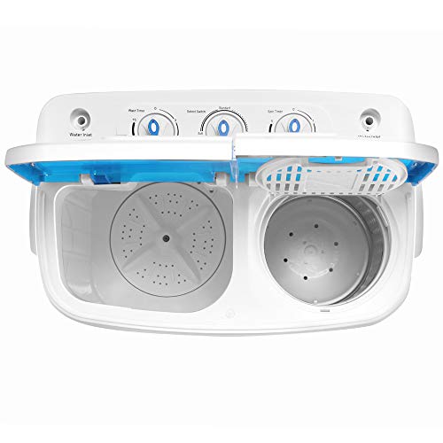 LongJiang Portable Compact Twin Tub Washing Machine,13.4lbs Capacity,Semi-Automatic,Built-in Drain Pump,White Blue 23.23 x 13.98 x 26.57 h GT51056504-10064-1751397771