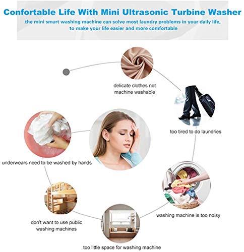 3 in 1 Mini Washing Machine, Ultrasonic Turbine Sterilization Washer, USB Cable Portable Washing Machine, Convenient for Camping Travel Business Trip (Black)