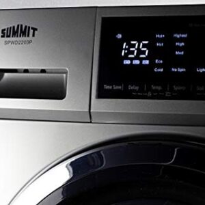 Summit Appliance SPWD2203P 24" Wide 115V Washer/Dryer Combo in Platinum for Non-Vented Use, 2.7 Cu.Ft. Capacity, LCD Display, 16 Wash Cycles, 1300 RPM, Stainless Steel Drum, Child Lock