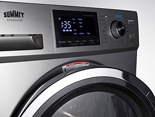 Summit Appliance SPWD2203P 24" Wide 115V Washer/Dryer Combo in Platinum for Non-Vented Use, 2.7 Cu.Ft. Capacity, LCD Display, 16 Wash Cycles, 1300 RPM, Stainless Steel Drum, Child Lock