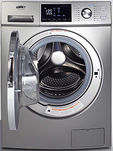 Summit Appliance SPWD2203P 24" Wide 115V Washer/Dryer Combo in Platinum for Non-Vented Use, 2.7 Cu.Ft. Capacity, LCD Display, 16 Wash Cycles, 1300 RPM, Stainless Steel Drum, Child Lock