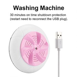 Weohoviy Mini Washing Machine, Portable Washing Machine with Ultrasonic and Turbine Rotates for Travel Business Trip Laundry Washer Cleaner Cleaning Tool(Pink)