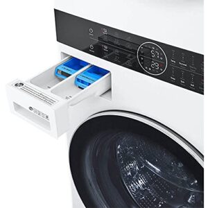 LG WKEX200H Single Unit Washtower With Center Control 4.5 Cu.Ft. Front Load Washer & 7.4 Cu.Ft. Electric Dryer (White)