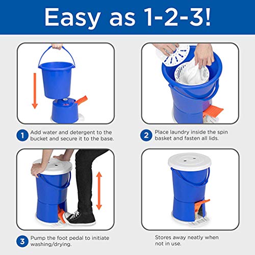 QQNB Washing Machine Bucket - Mini Foot Powered Powered Washer,Non-Electric Portable Dryer,can Be Used in Apartments,Dormitories,Rvs,Fine Clothing