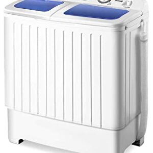 Safstar Compact Twin Tub Washing Machine, 17.6 lbs Semi-Automatic Washer & Spinner Combo w/Built-in Drain Hose, Portable Washing Machine for Apartment, Dorm, RV