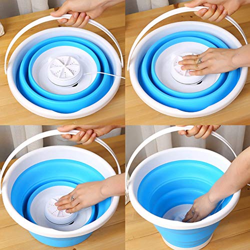 Forart Portable Washing Machine Folding Bucket Ultrasonic Washing Machine Portable Lazy Magic Laundry Machine for Home Camping Travel